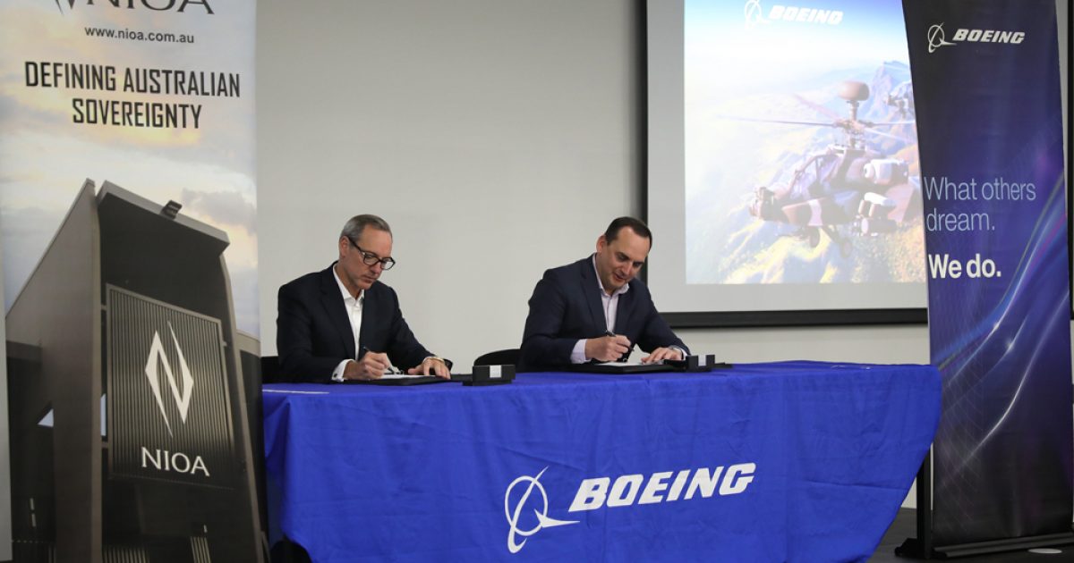 NIOA signs MOU with Boeing Defence Australia - NIOA